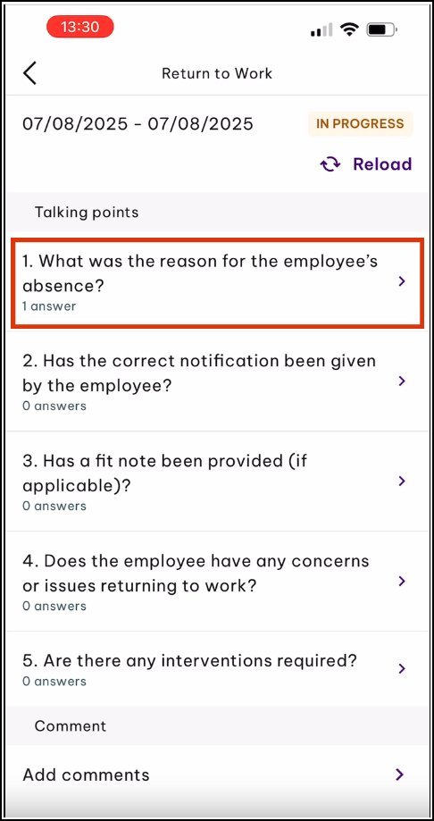 Complete a Return to Work Form – EH Work Support (GB)